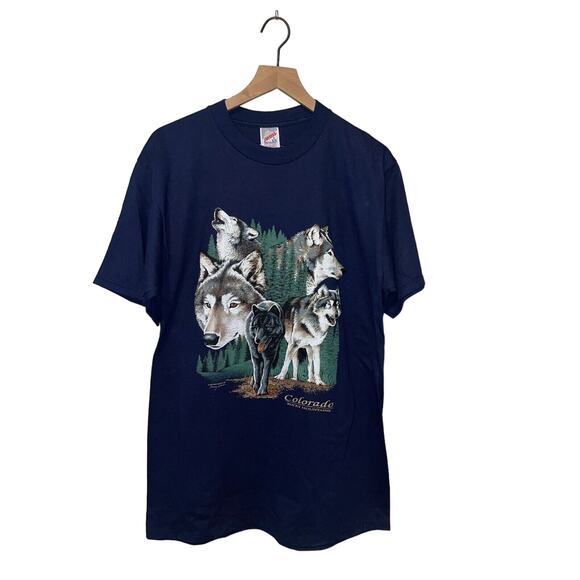 Jerzees | Shirts | Vintage Rocky Mountain Wolf Shirt Wolfs Animal ...